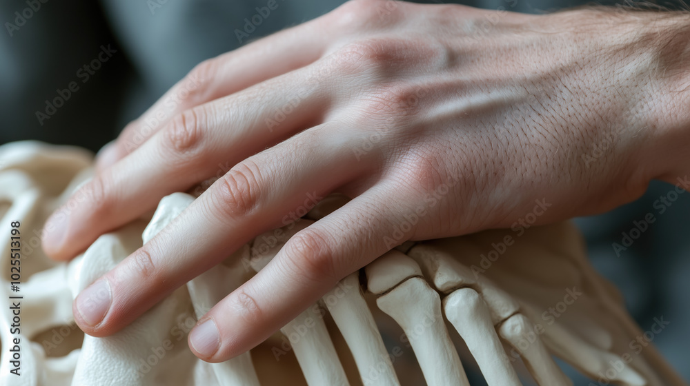 Artistic Representation of a Hand Holding a Porcelain-Like Skeletal ...