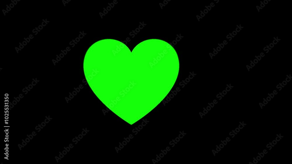 Green screen heart love shape animation motion graphic with chroma key ...