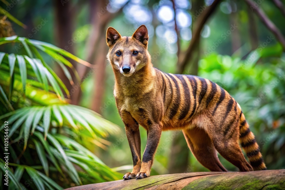Depth of field image focusing on a spotted Tasmanian tiger (thylacine ...