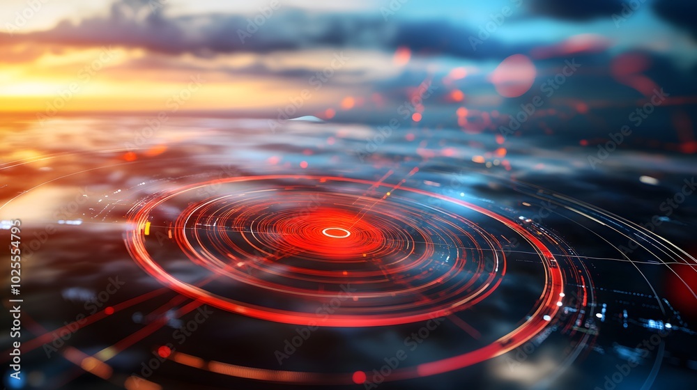 Weather radar displaying the predicted path of an approaching hurricane ...