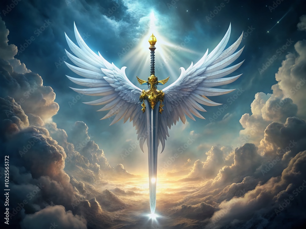 Ethereal Angel Sword with Intricate Design, Symbolizing Strength and ...