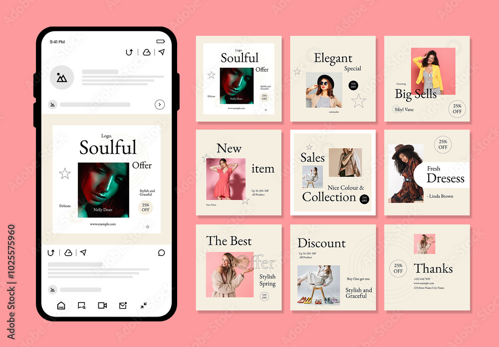 Fashion Collection Social Media Post Layout Design Stock Template ...