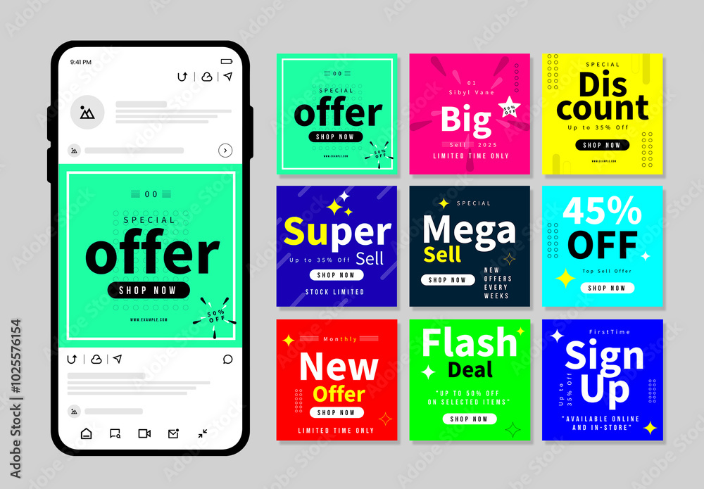 Mega Sell Offer Social Media Post Layout Stock Template | Adobe Stock