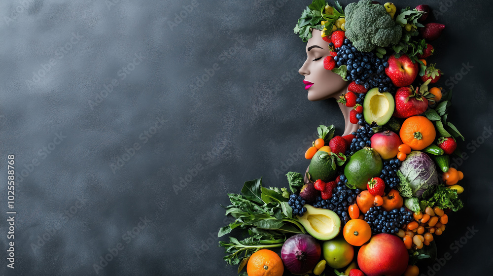 Human Body Made of Fresh Fruits and Vegetables Depicting Metabolism ...