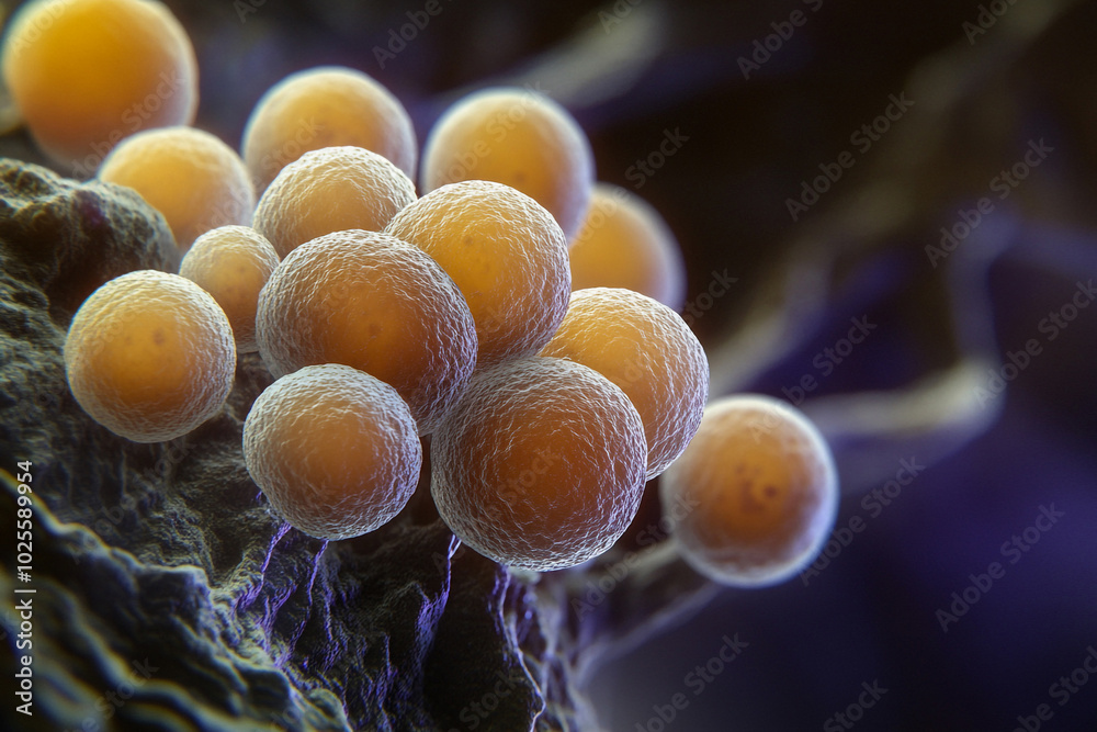 Magnified View of Staphylococcus Aureus: Cluster of Spherical Bacteria ...