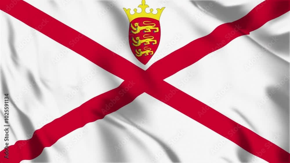 Jersey waving flag. 3d British Islanders Channel Island flag waving ...