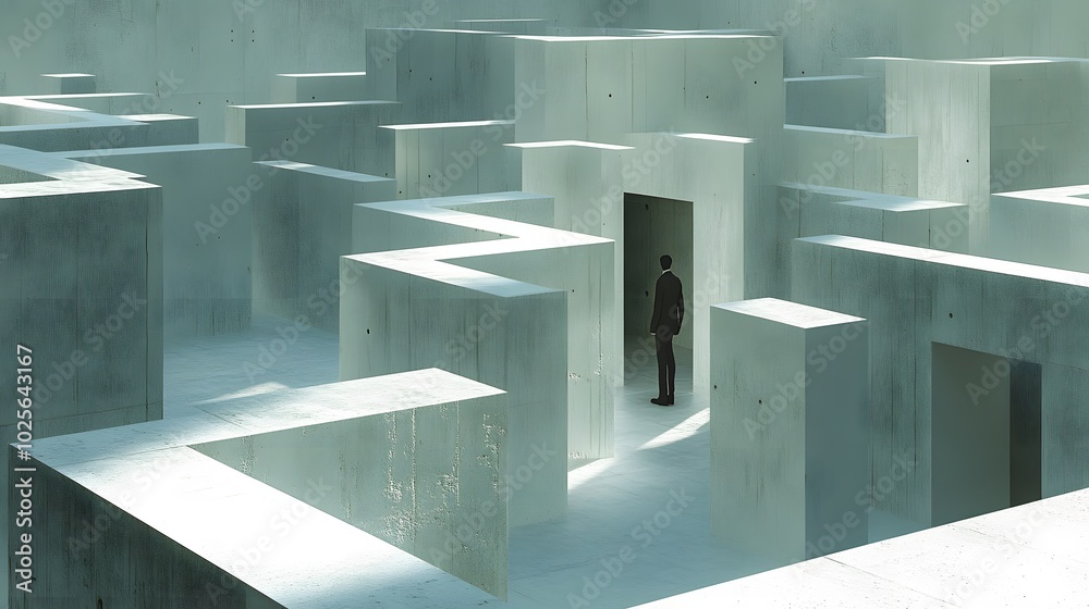 Figures trapped in a labyrinthine structure: The maze-like corridors ...
