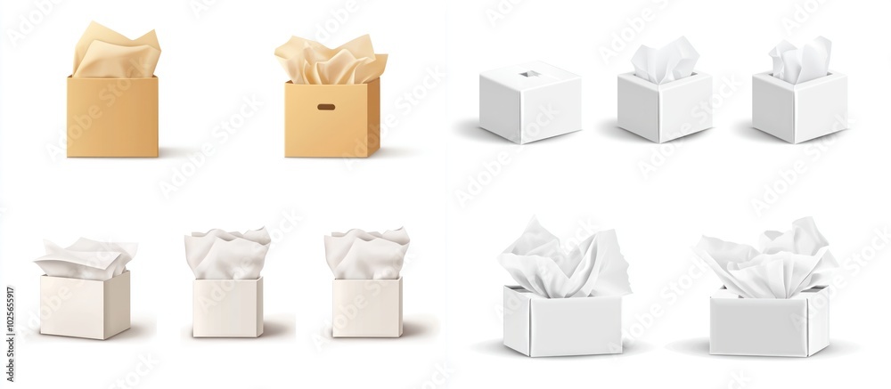 Design square tissue boxes in vector, shown from front and side ...