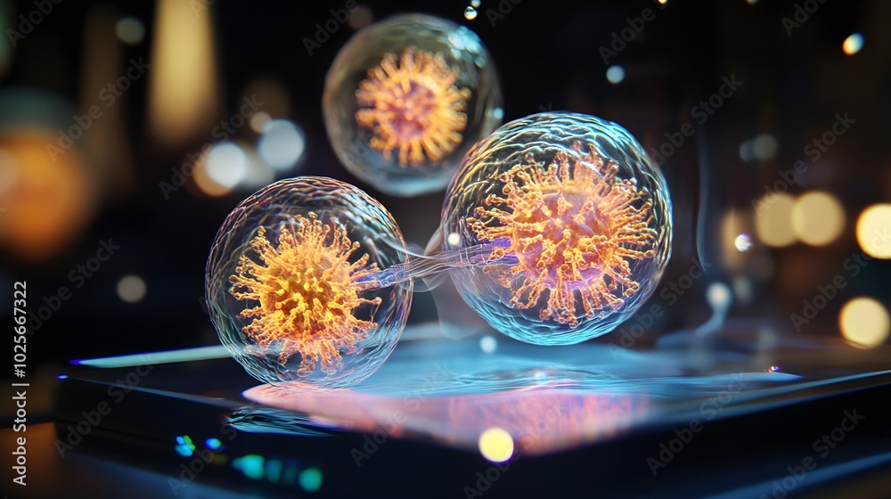 46. An interactive hologram showing the stages of human cell division ...