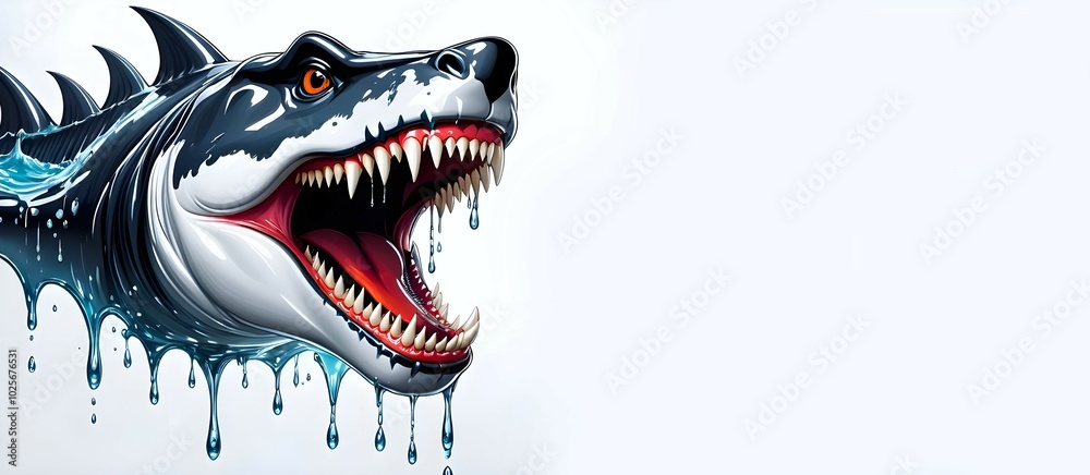 Cartoon illustration of a monster character having sharp teeth with ...
