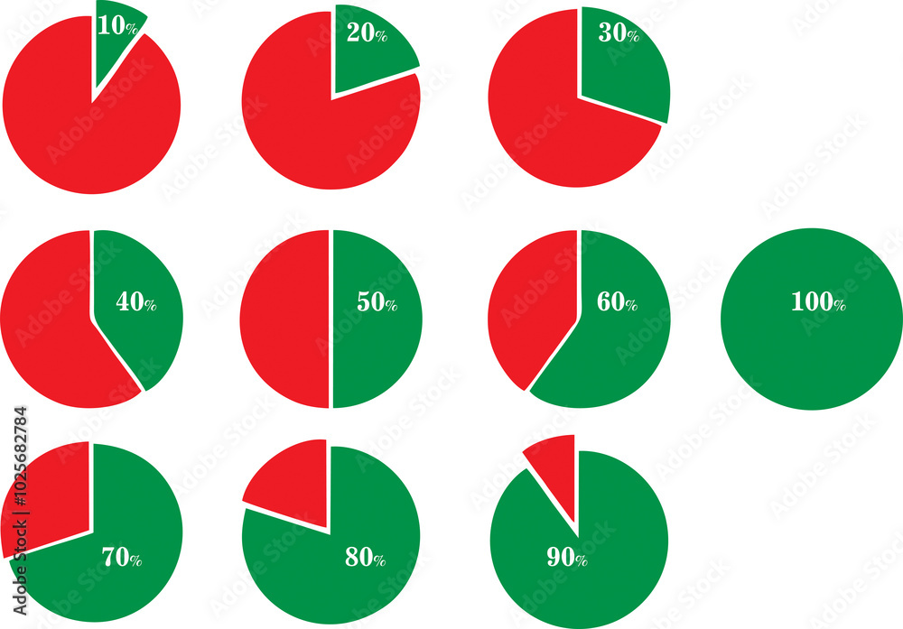 Circle graphics showing percentage in loading or work done or the ...