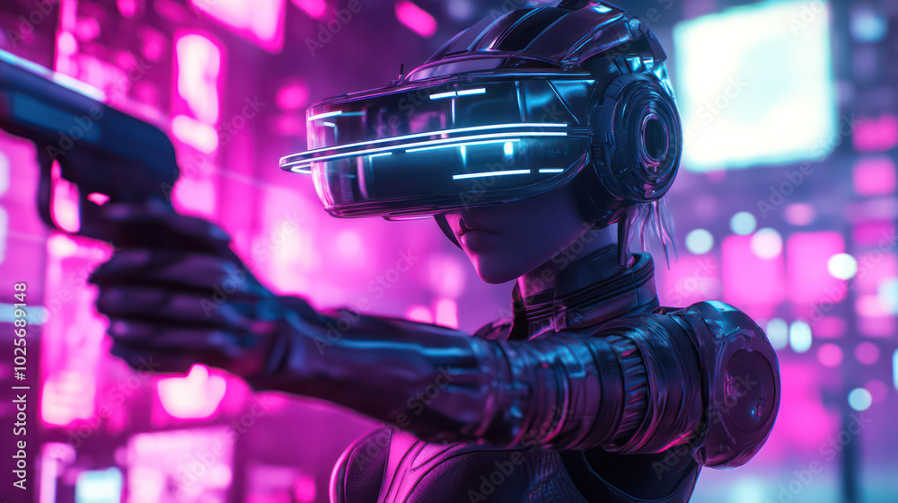 Futuristic digital cosplay characters in a virtual reality world ...