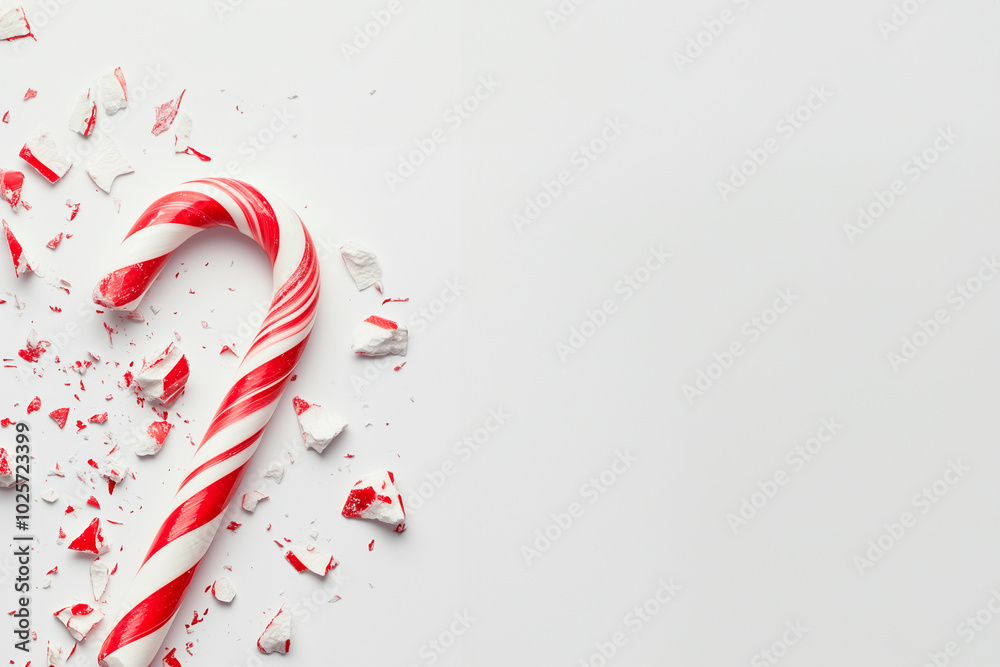 Candy Cane Explosion with Broken Peppermint Pieces Falling Through the ...
