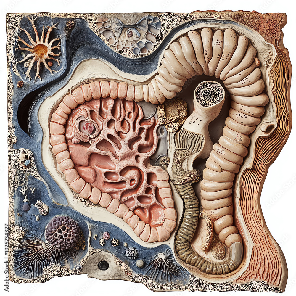 Photo & Art Print A cross-section of the large intestine, showing the ...