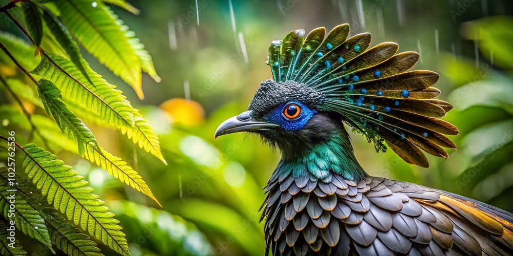 Majestic Umbrella Bird Displaying Its Unique Plumage in Lush Tropical ...