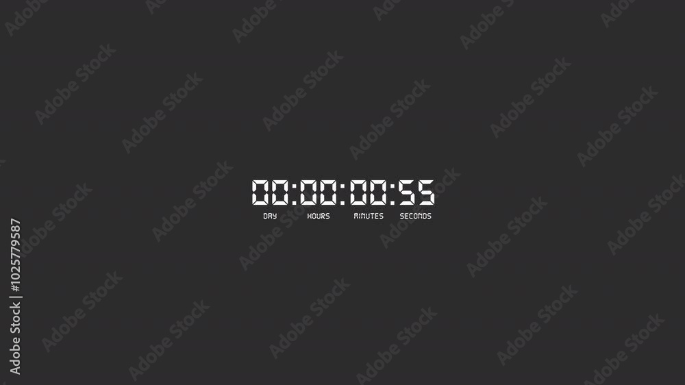 One day Countdown timer one minute animation from 60 to 0 seconds, 60 ...