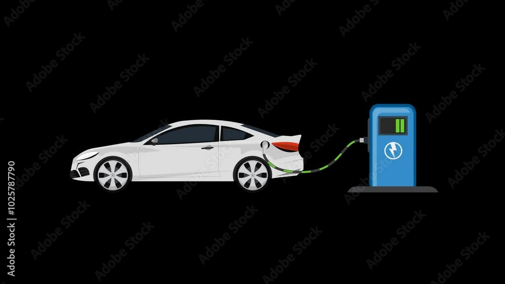 Electric car is charging loop animation, alpha channel Stock Video ...