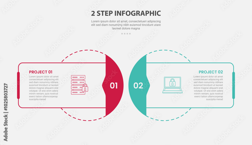 2 points template infographic outline style with 2 point stage or step ...