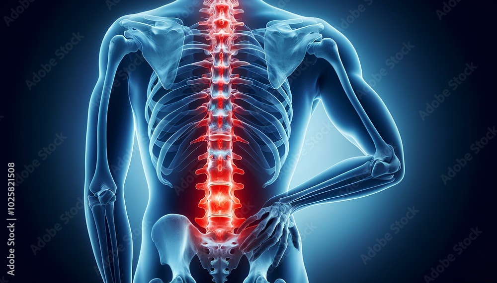X-Ray Image of Spine Highlighting Lower Back Pain Stock Illustration ...