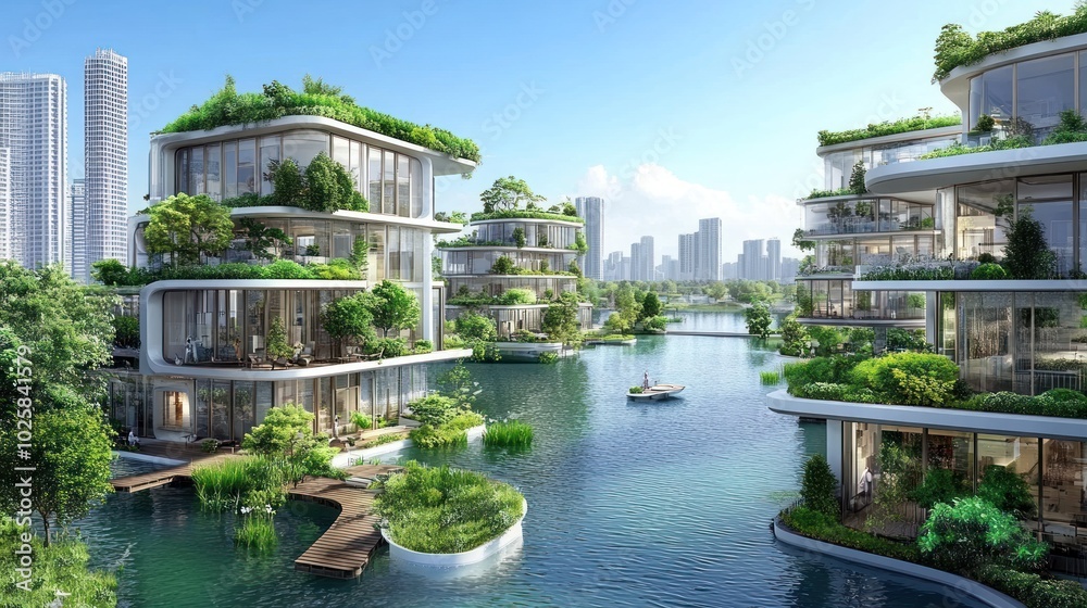 A smart city designed for climate-resilient infrastructure, with flood ...