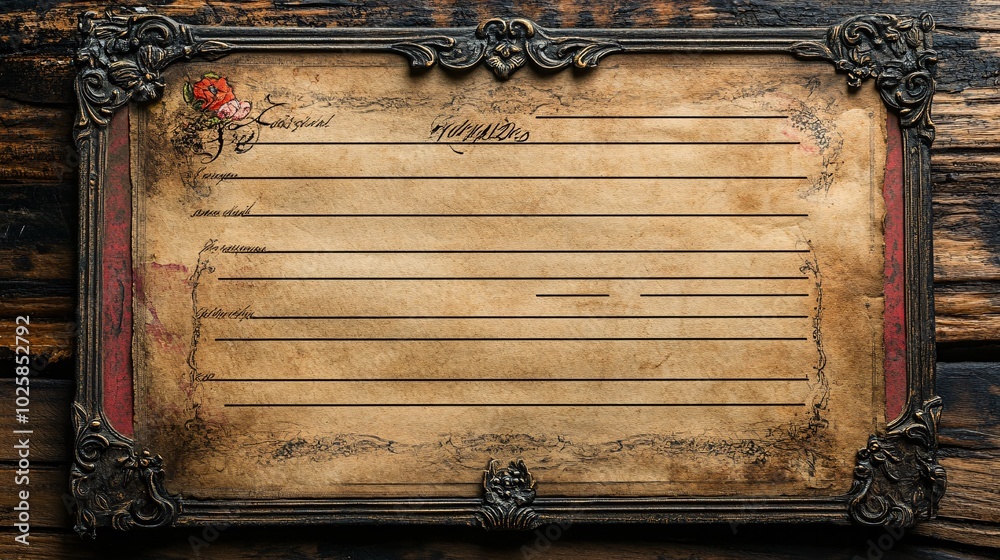 Vintage-style checklist with antique typography and intricate borders ...