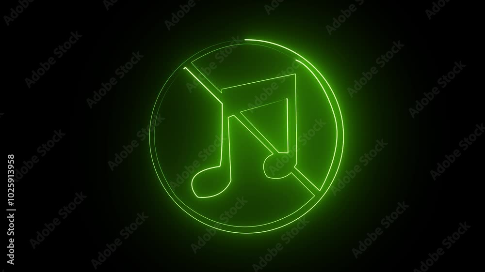 Neon Music Note Icon.a glowing blue icon that resembles a musical note ...
