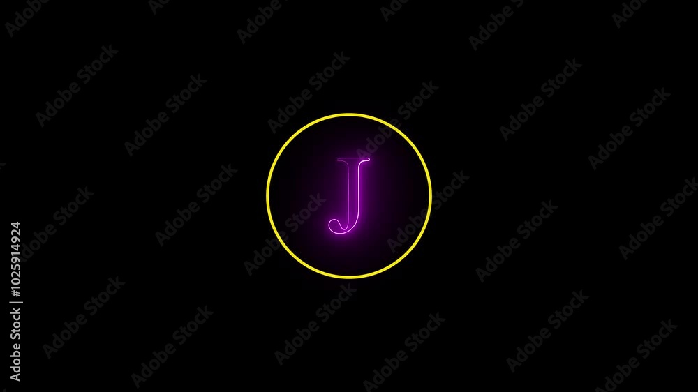 Neon glowing sign letter J with alpha channel, neon alphabet and ...