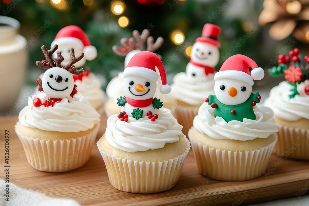 Christmas Cupcakes with Festive Toppers, A set of beautifully decorated ...