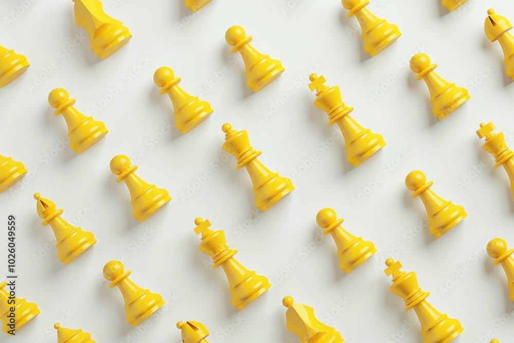 yellow chess pieces, strategy, competition, teamwork, game setup on a ...