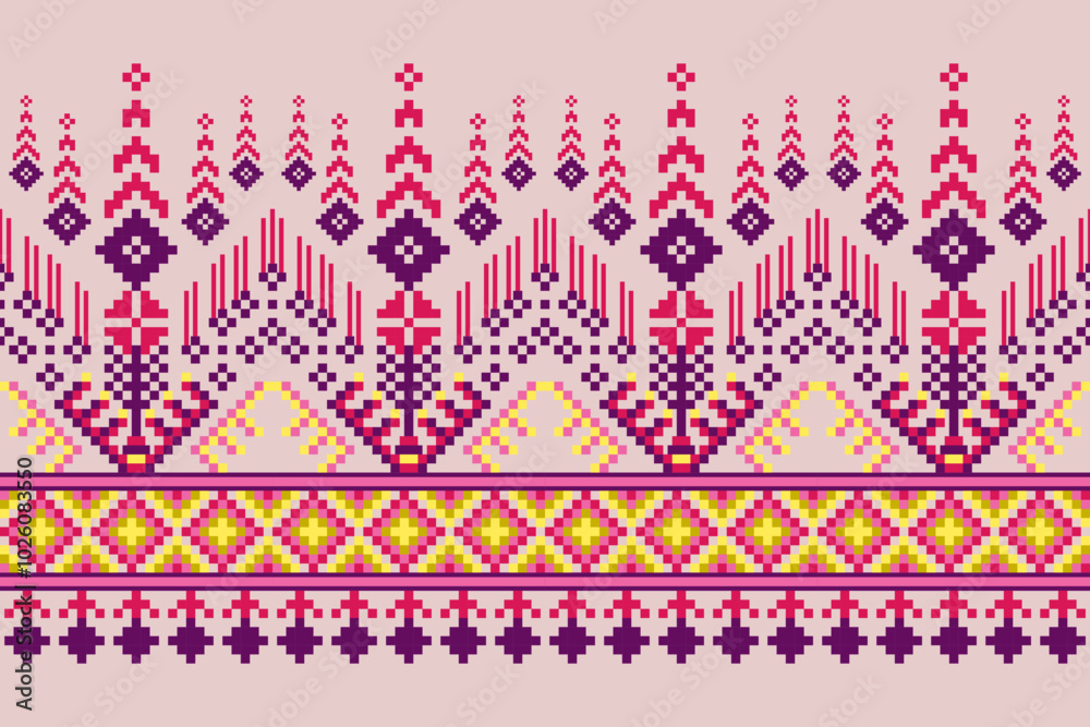 Seamless geometric pattern . pixel pattern. Design for clothing fabric ...