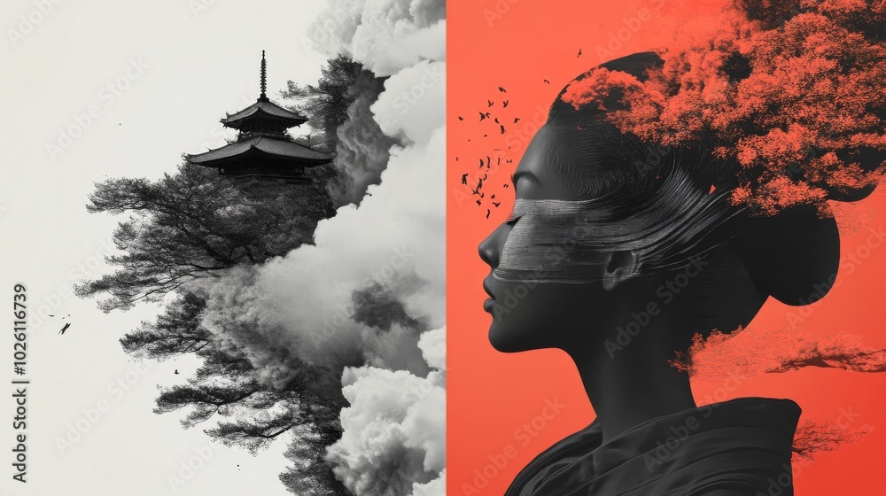 Combine the elements of the two images into one cohesive design Stock ...
