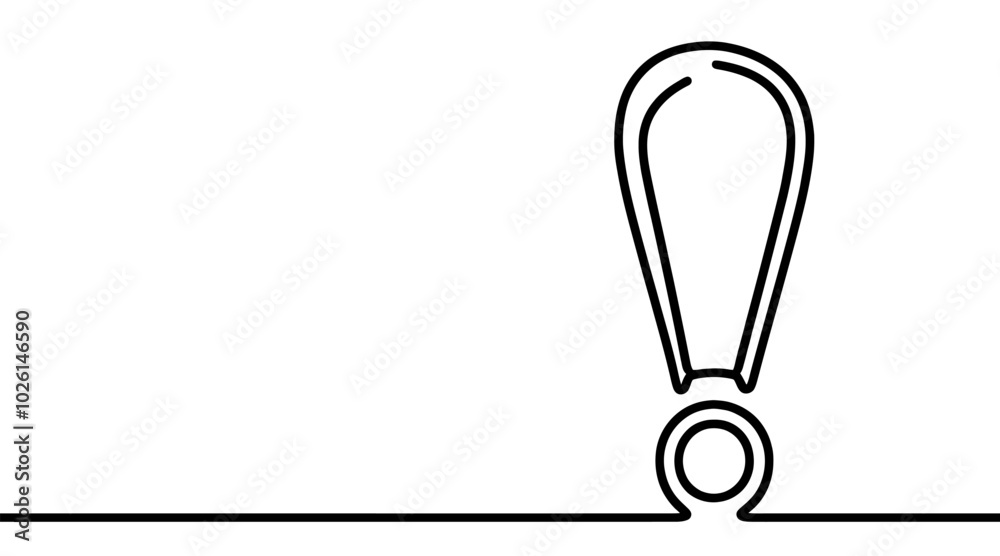 Continuous linear drawing of exclamation mark. Single-line drawing of ...