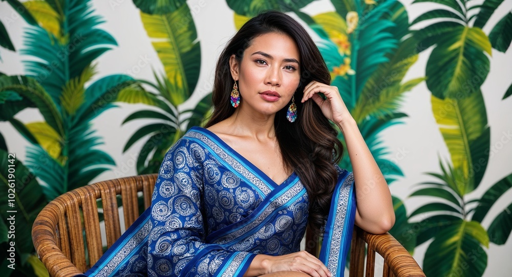 Filipino woman in barong tagalog relaxed expression portrait photo ...