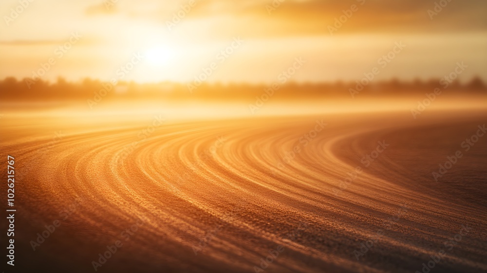 A minimalist race track in a desert setting, athletes running in ...