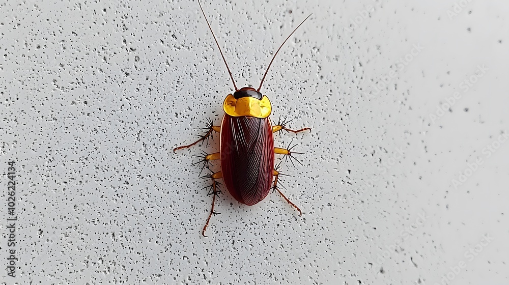 Minimalist Cockroach: A single cockroach against a plain background ...