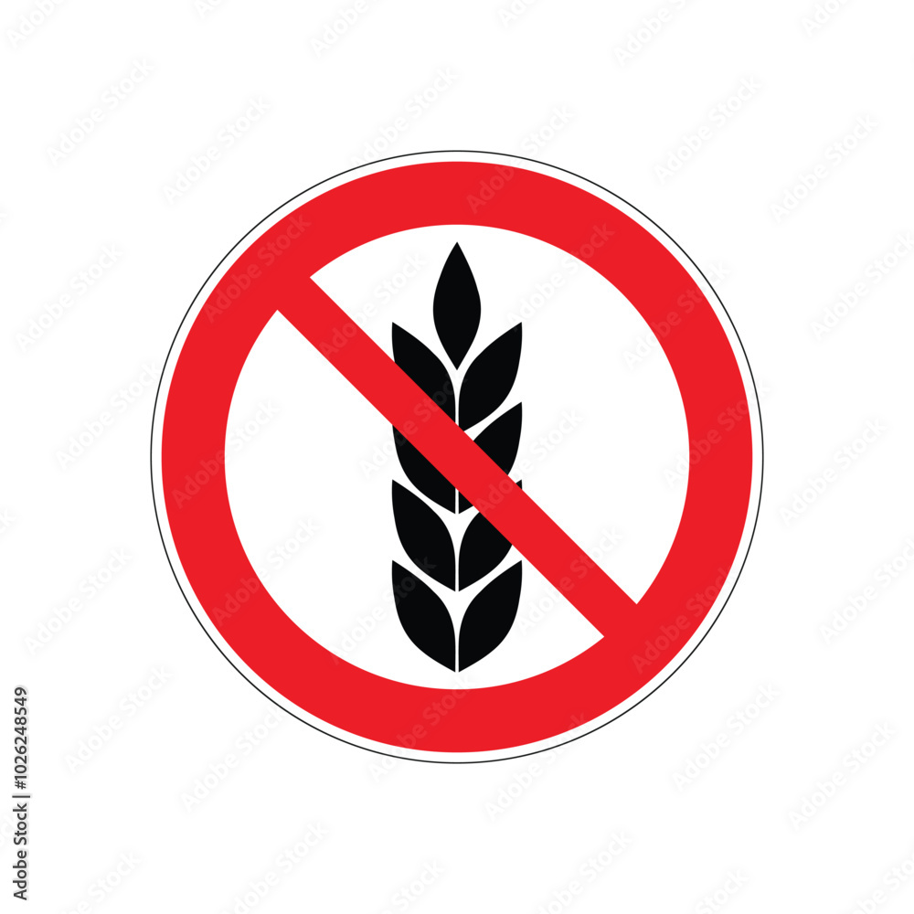 no wheat sign , Gluten Free Symbols With Banned Wheat Icon ,No Gluten ...