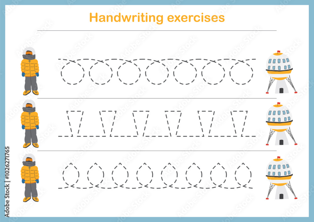 Basic writing exercises. Trace line worksheets for children. Preschool ...