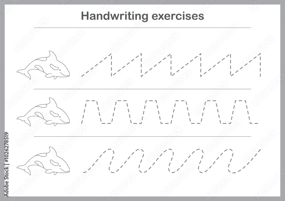 Basic writing exercises. Trace line worksheets for children. Preschool ...
