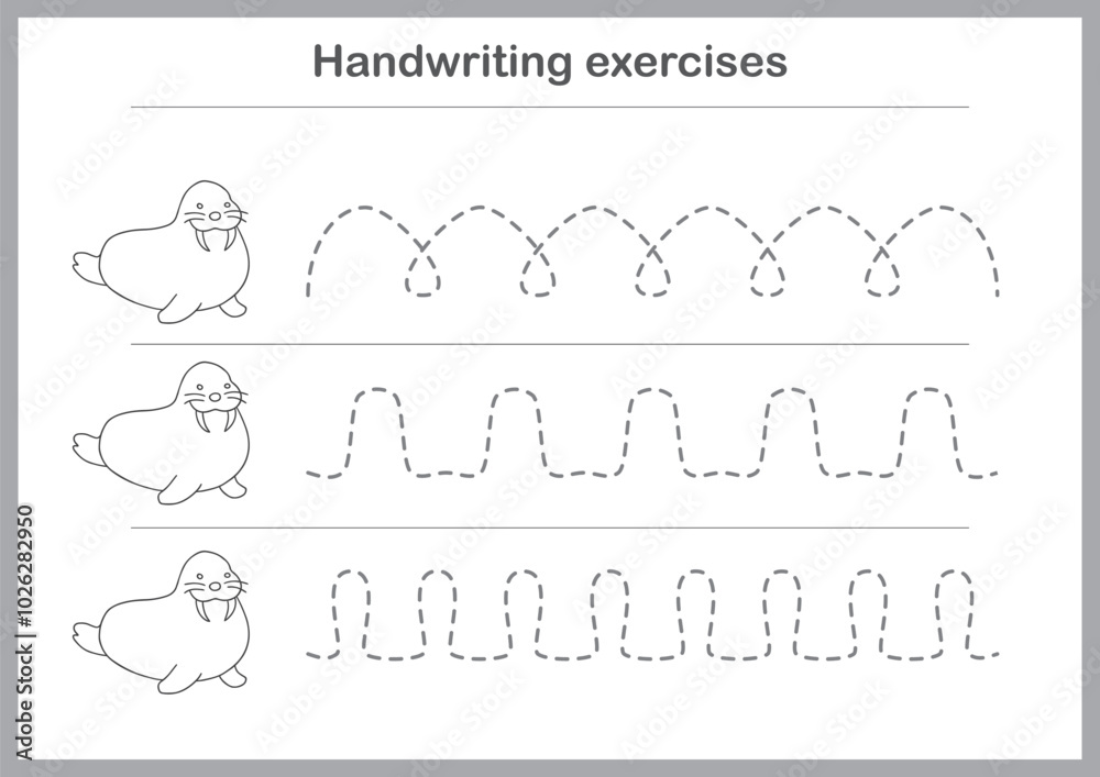 Basic writing exercises. Trace line worksheets for children. Preschool ...