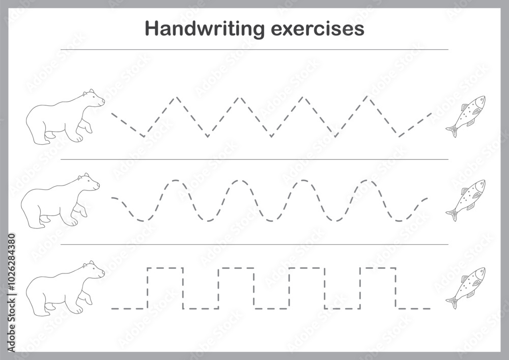Basic writing exercises. Trace line worksheets for children. Preschool ...