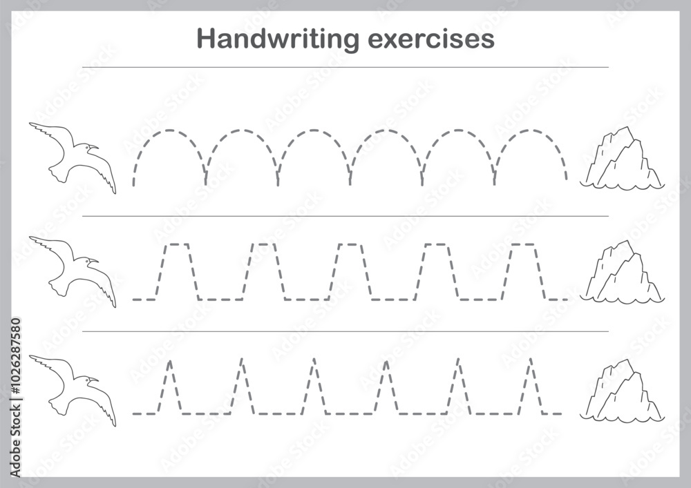 Basic writing exercises. Trace line worksheets for children. Preschool ...
