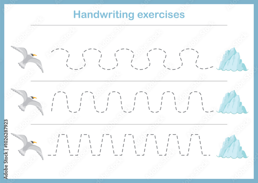 Basic writing exercises. Trace line worksheets for children. Preschool ...