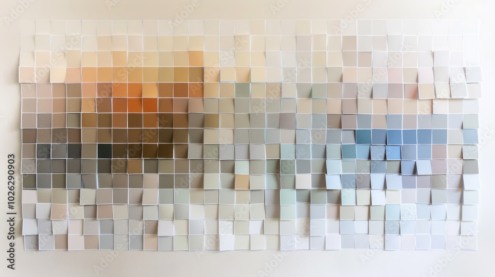 Abstract Art Installation of Colorful Paint Swatches on Wall Creating a ...