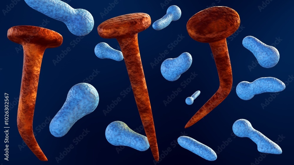 3d rendering of Clostridium tetani is a bacterium that produces a ...