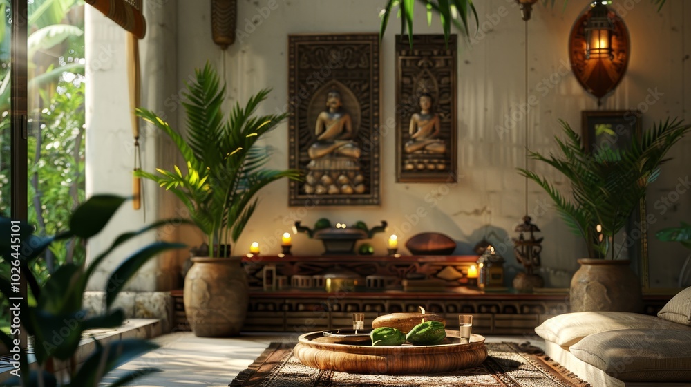 Serene bali inspired virtual background for zoom meetings with natural ...