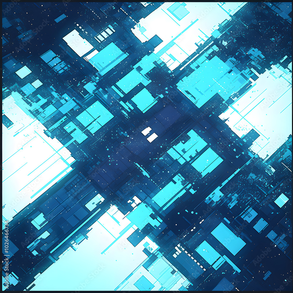 design, square, pattern, technology, vector, illustration, 3d, blue ...
