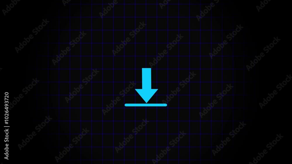 Animation of download symbol, arrow animation on black transparent ...