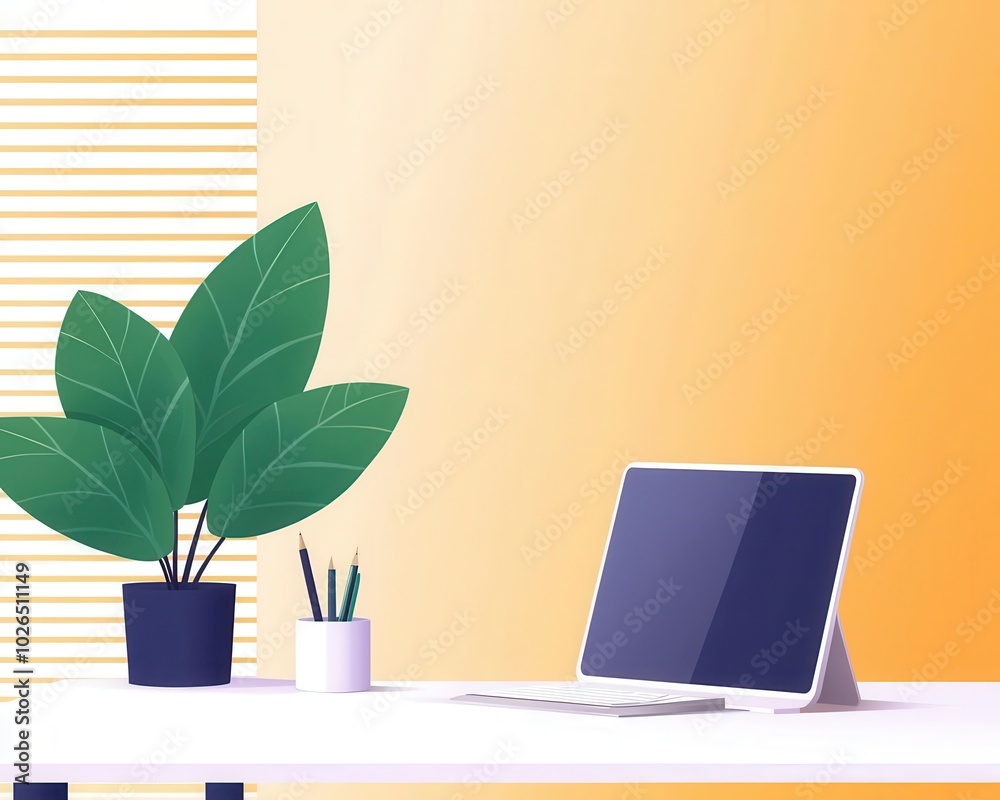 Isometric smart office with adjustable standing desks, integrated smart ...