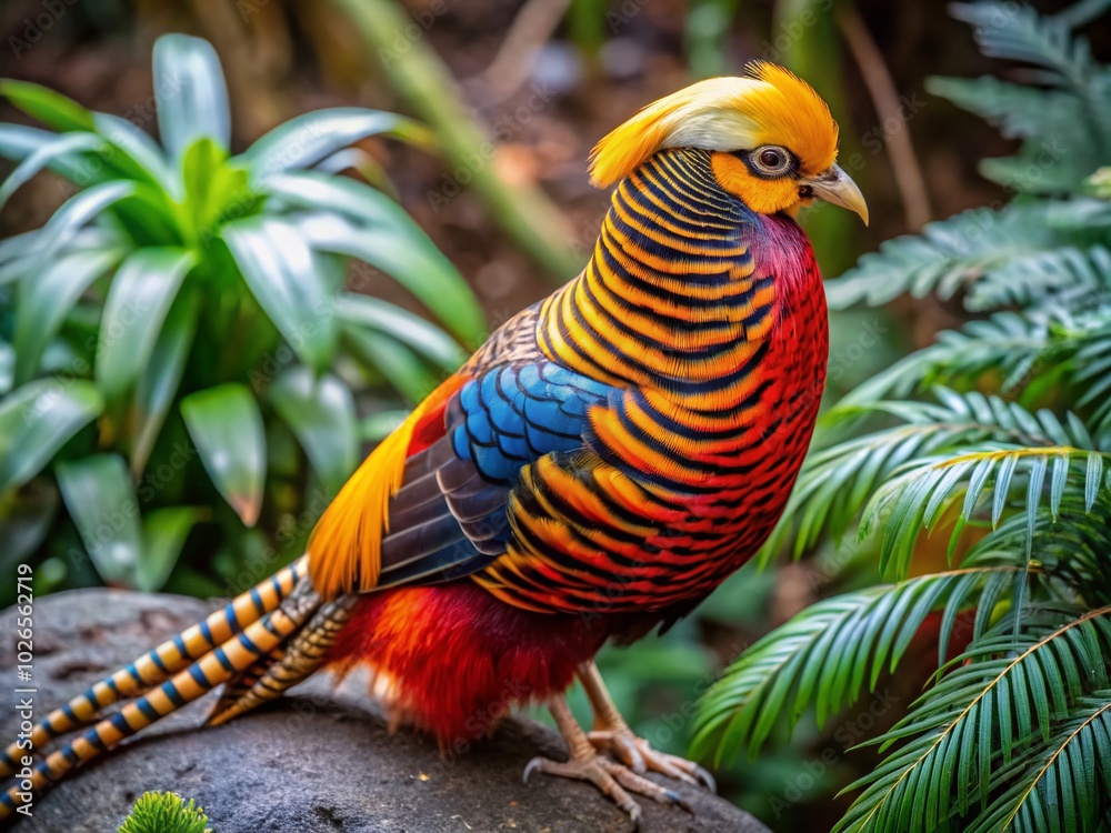 Stunning China Golden Pheasant in Vibrant Plumage Captured in Natural ...