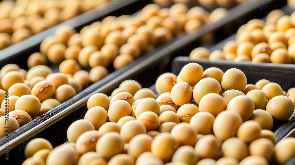 Soybean Processing Plant: Conveyor belts transporting soybeans for ...